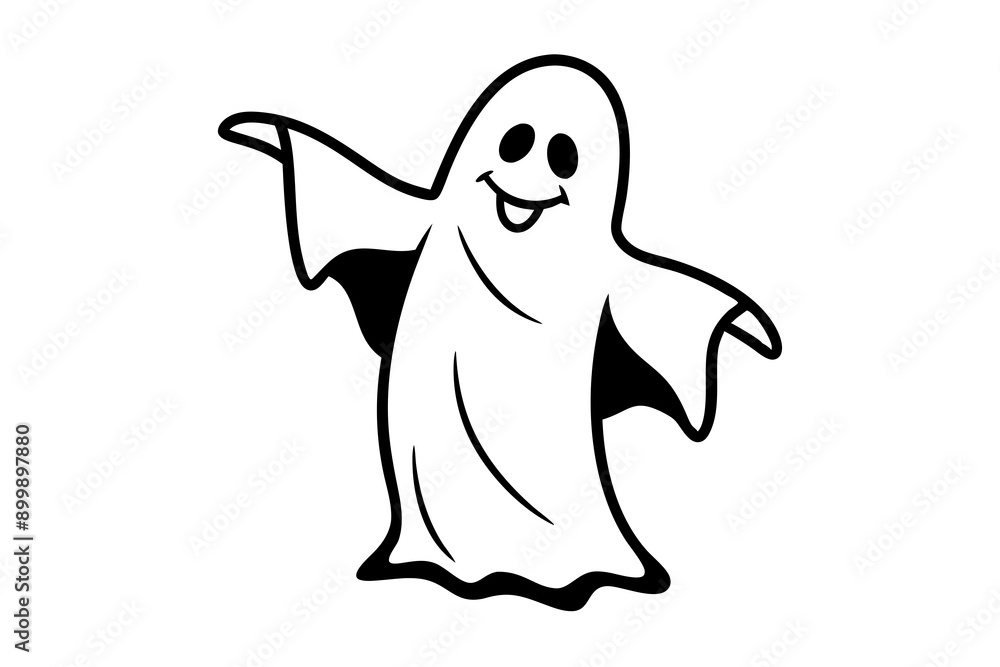 Vetor de Premium Vector Line Art Ghost Dabbing Icon - Halloween Flat ...