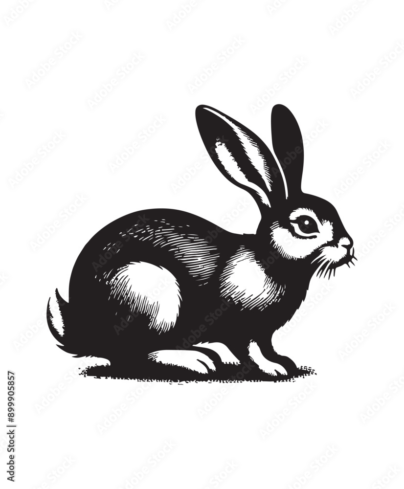 rabbit vector art,graphics rabbits icons set,vintage illustration ...