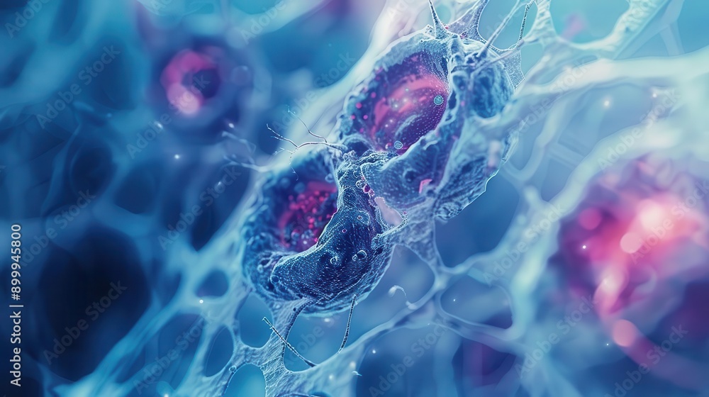 Microscopic View, Close-up of a cell under a microscope, with blank ...