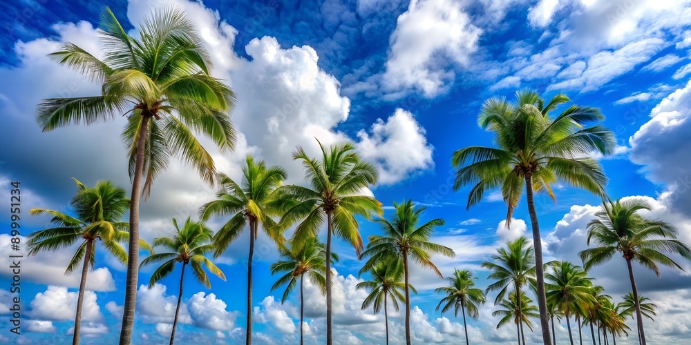 Amazing picture of palm tree s with blue sky with white clouds in the ...