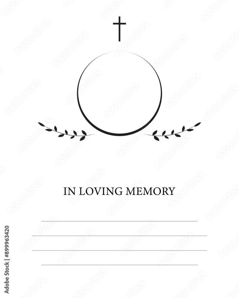 Funeral vector card. Empty card. Digital Funeral Announcement ...