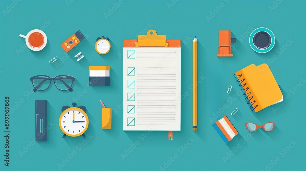 Flat design of a homework checklist with subjects, assignments, and ...
