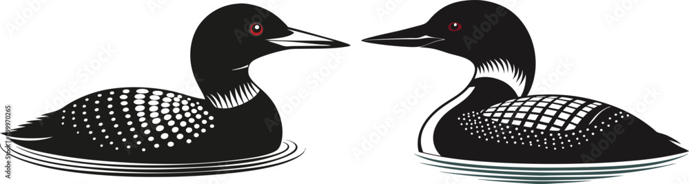 loon silhouette vector illustration on white back ground Stock Vector ...