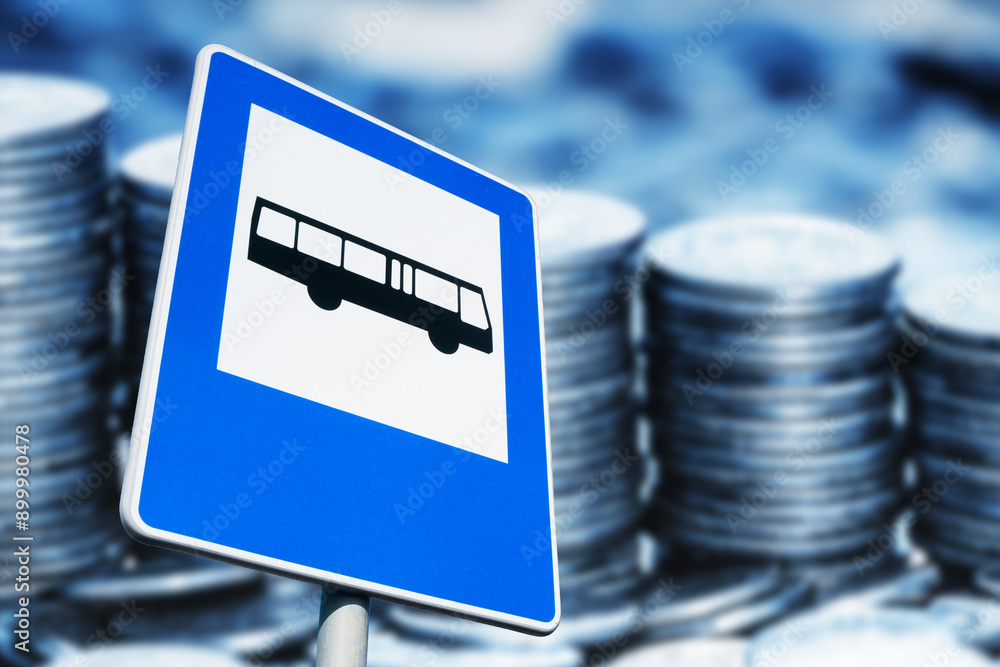 Bus stop background. Bus ticket prices rising. Cost of public transport ...