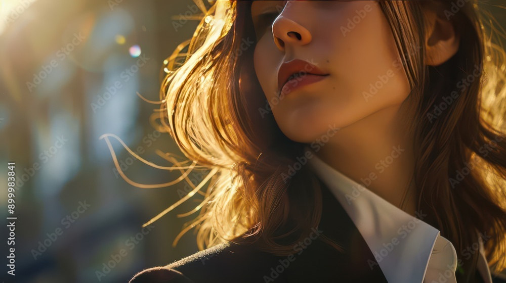 Professional model in formal attire. A young woman in an elegant outfit ...