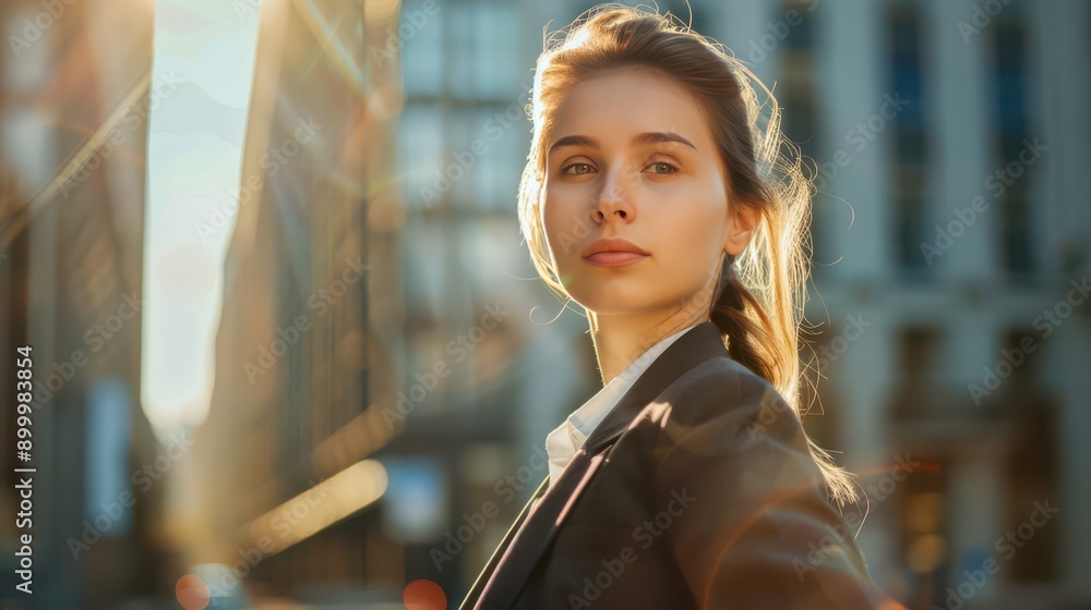Professional model in formal attire. A young woman in an elegant outfit ...
