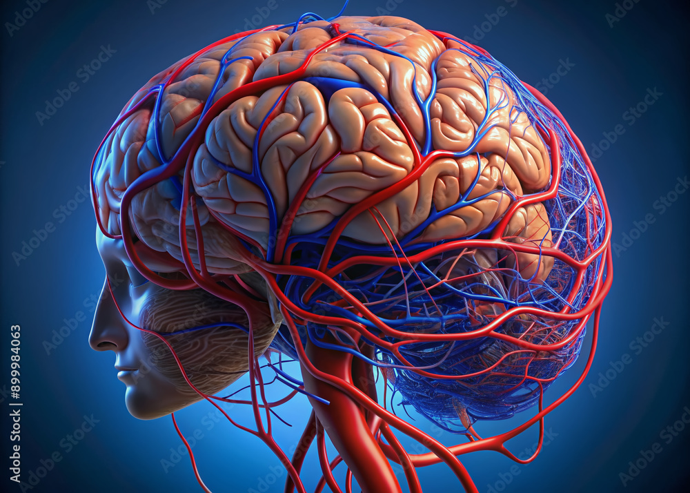 Intricate 3D rendering of the human brain showcases a complex network ...