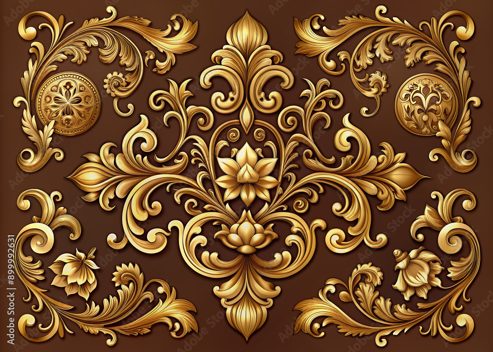 Intricate vintage ornate designs and typography, adorned with ...