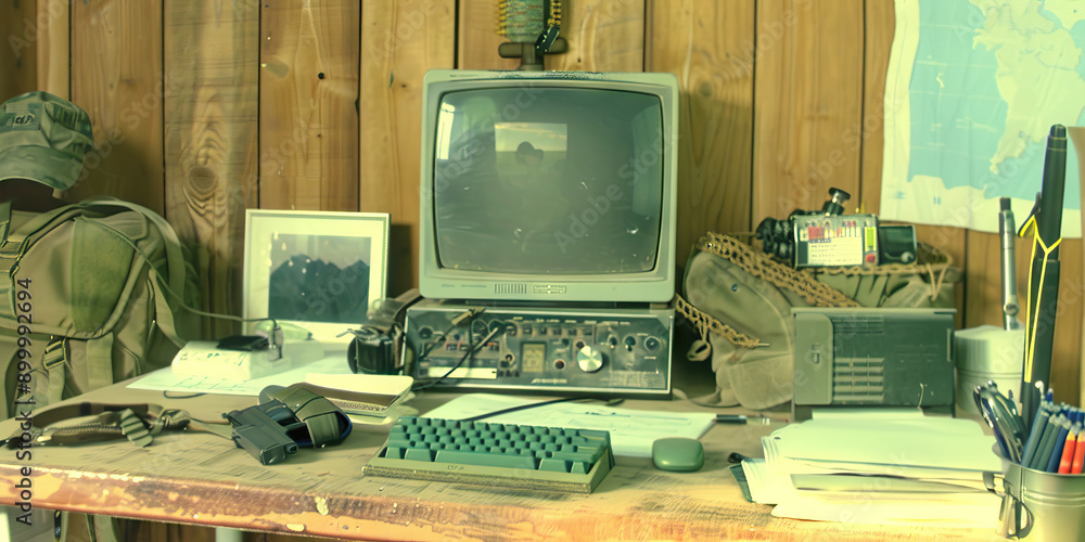 Soldier's Duty Station: A functional desk with a computer, papers, and ...