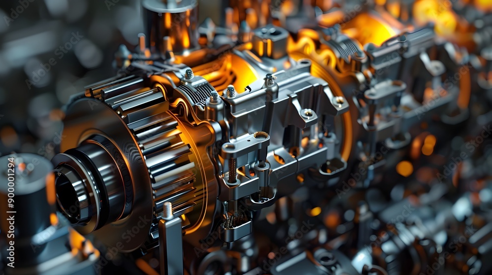 Detailed Cross section View of a Car Engine Highlighting Key Components ...