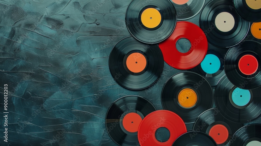 Vinyl Symphony: A vibrant collection of colorful vinyl records ...