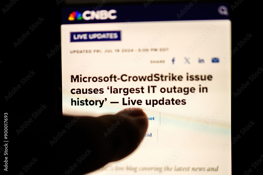 Paris, France - Jul 20, 2024: A close-up of an iPhone finger a CNBC ...