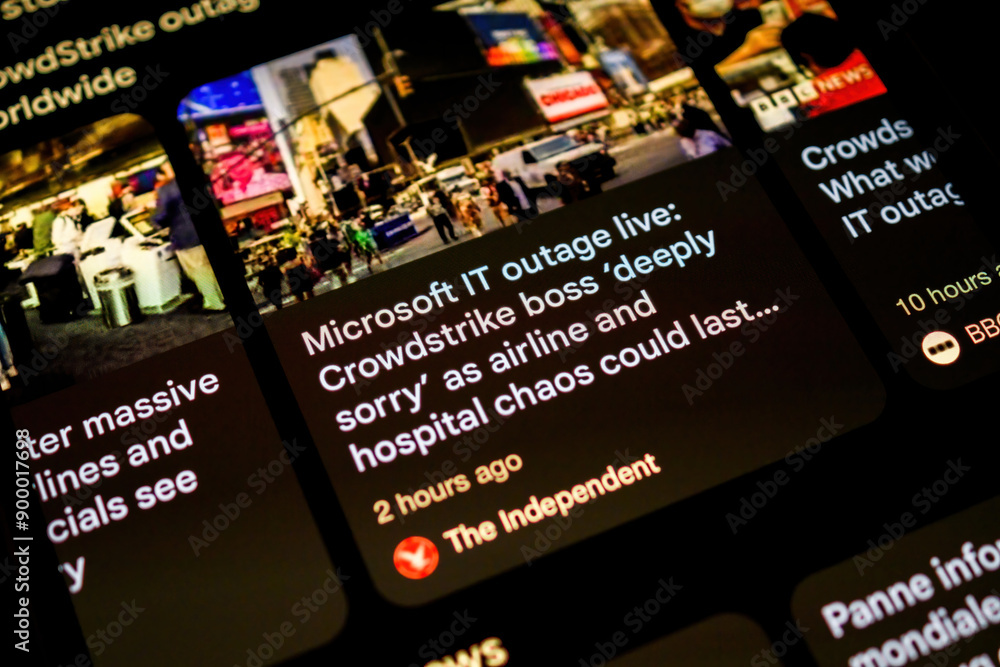 Paris, France - Jul 20, 2024: A smartphone screen shows a headline from ...