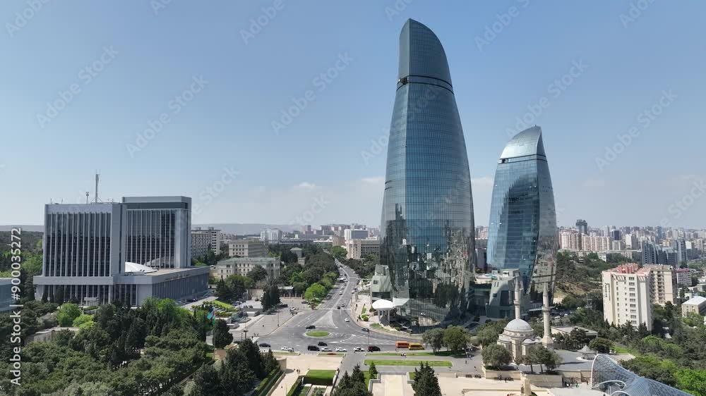 Baku city. Republic of Azerbaijan. View of Baku from a drone Stock ...