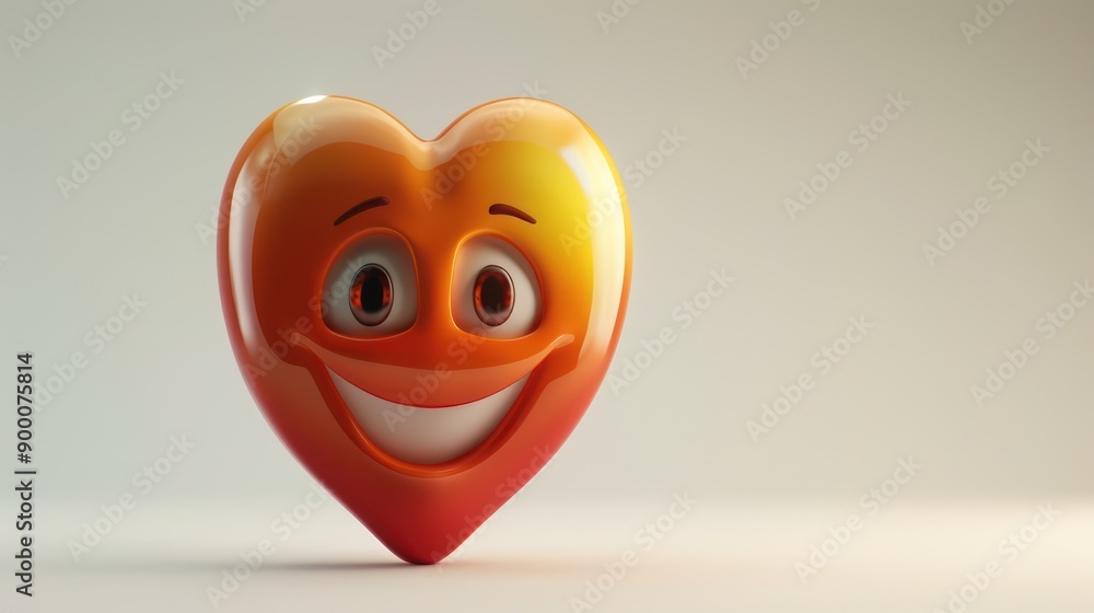 A confident 3D heart emoji with a smirk and raised chin, exuding self ...