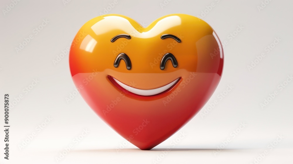 A confident 3D heart emoji with a smirk and raised chin, exuding self ...