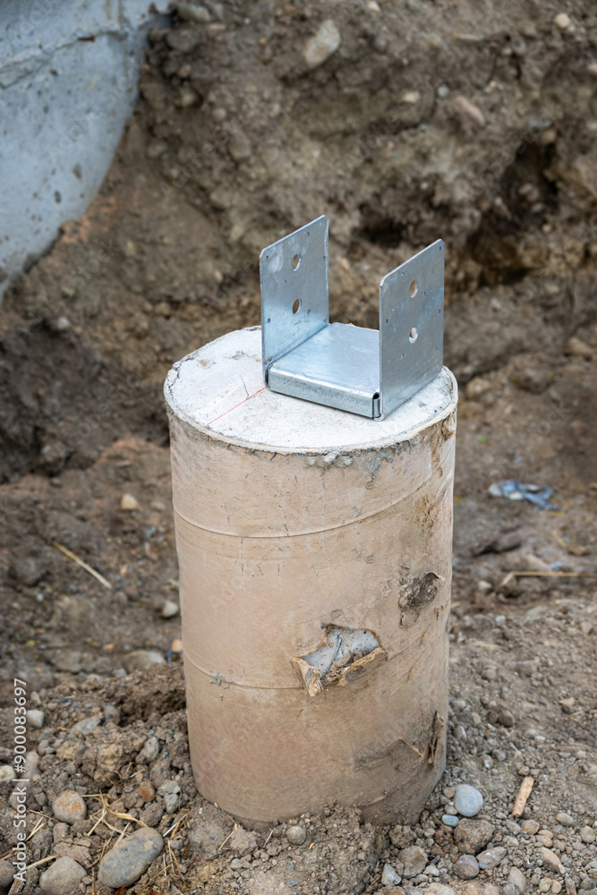 New house construction in residential neighborhood, closeup job site ...