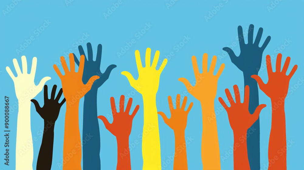 diverse group of hands coming together in unity, illuminated by ...