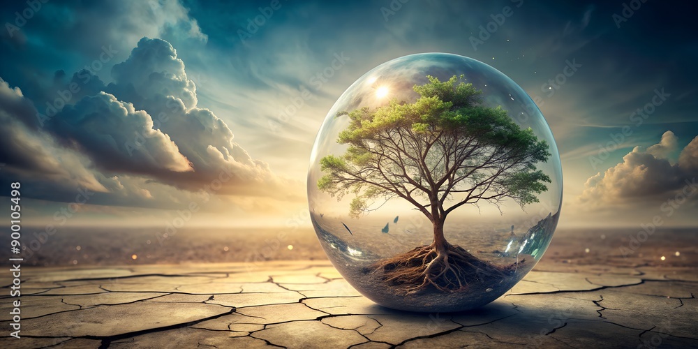 Symbolic art depicting the fragility and resilience of life with ...