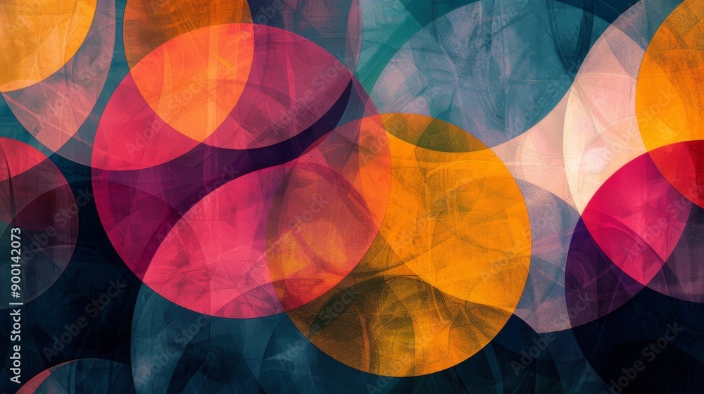 Modern abstract pattern with overlapping translucent shapes and a ...