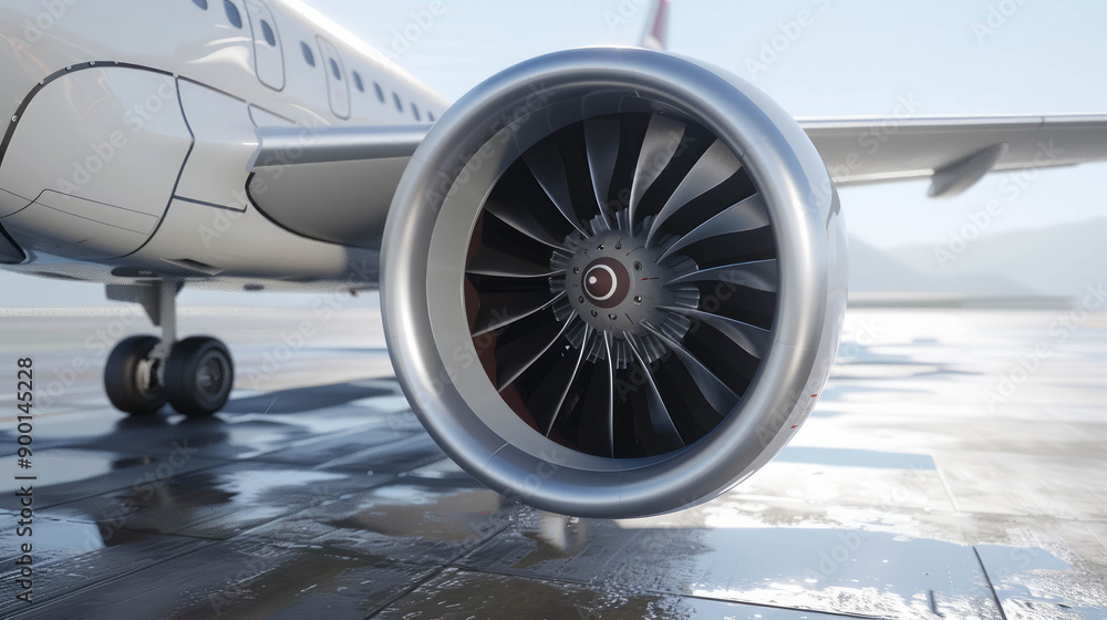 Hyper-realistic Airbus A320 NEO engine fans. AI generative. Stock Photo ...