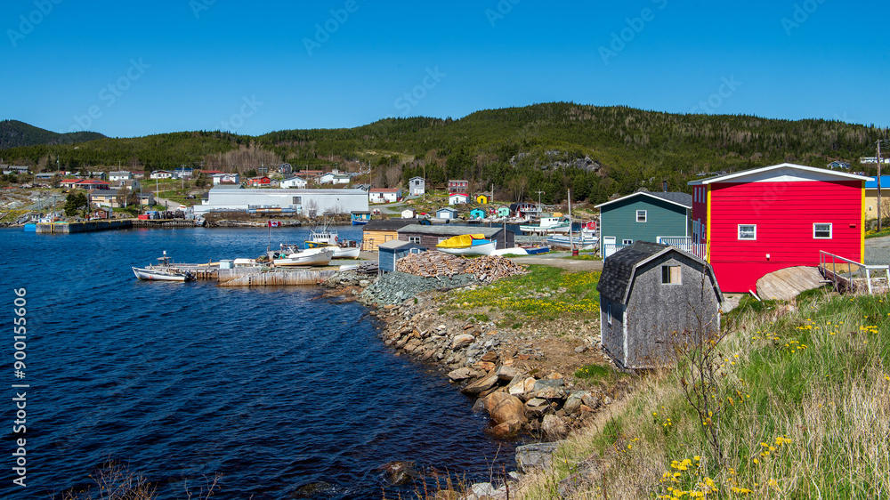 The Fleur de Lys harbor bay is adorned with colorful homes and fishing ...