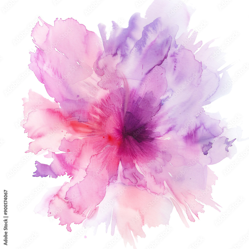 Watercolor with pastel ink splash centered on the paper, featuring ...