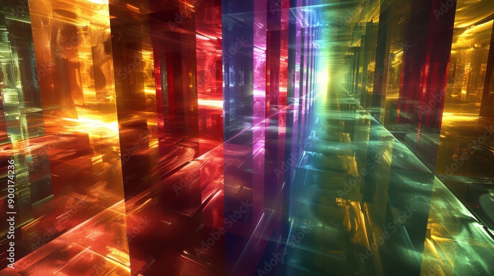 Floating Prisms 3D background with floating prisms reflecting a ...