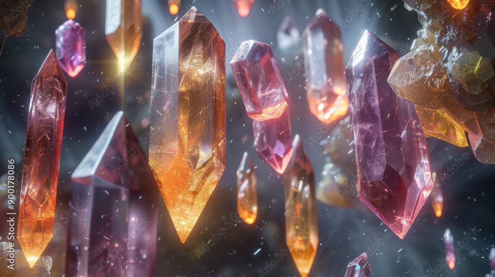 Floating Crystals - Create a scene with floating crystals of different ...