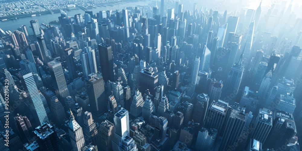 cities skylines aerial view of urban planning,sky, blue tones,8K, high ...