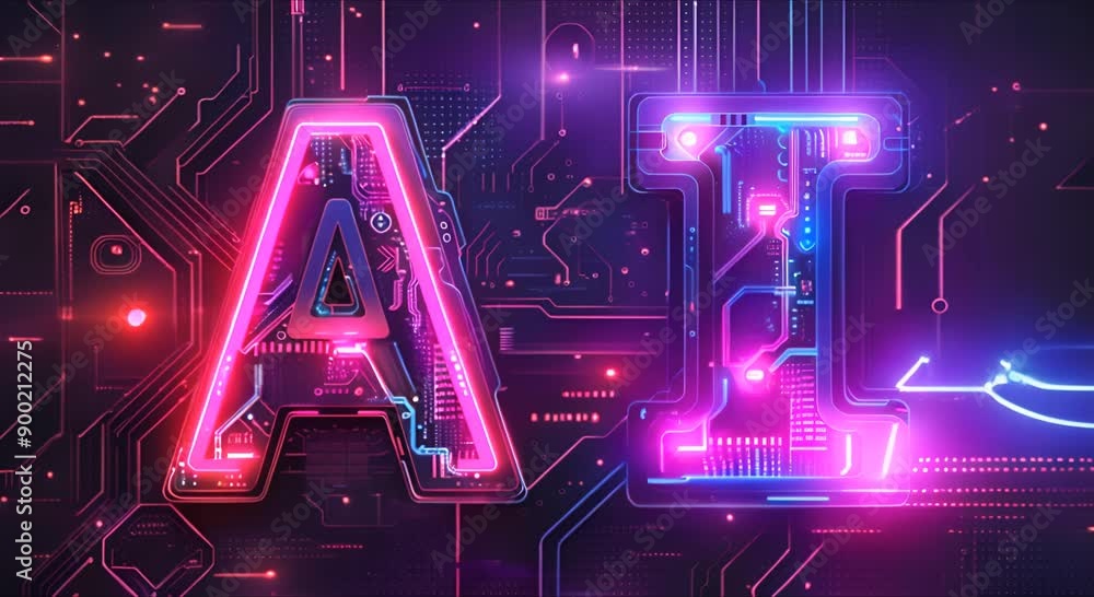 An animated data matrix with artificial intelligence. Animation of big ...