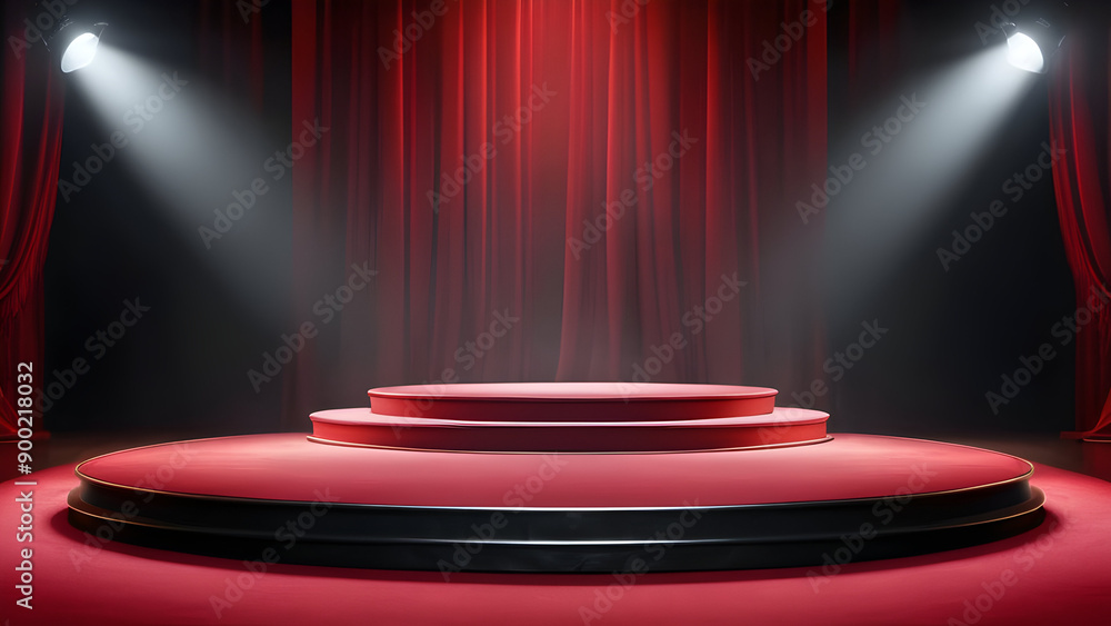 Stage 3D background podium award cinema winner movie carpet pedestal ...