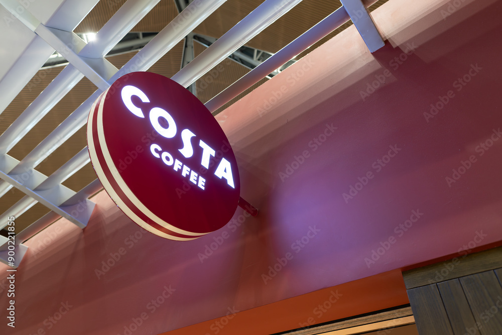KUALA LUMPUR, MALAYSIA - NOVEMBER 15, 2023: Costa Coffee sign as seen ...