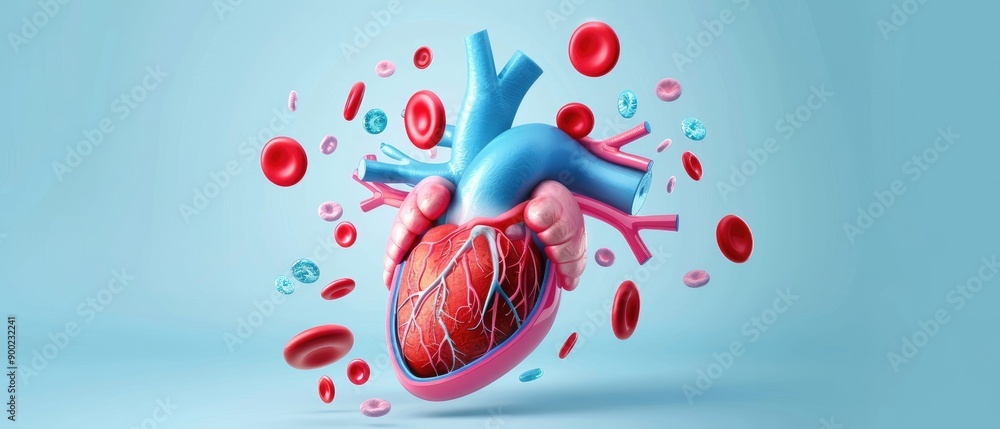 Anatomically Correct Heart Model, vibrant heart anatomy with detailed ...