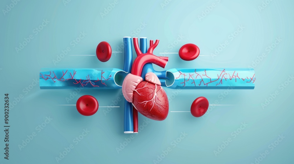 Human cardiovascular system representation, detailed graphic ...