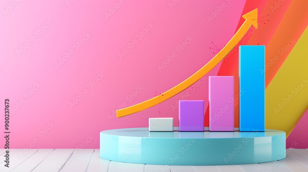 Colorful growth chart on a vibrant background, symbolizing progress and ...