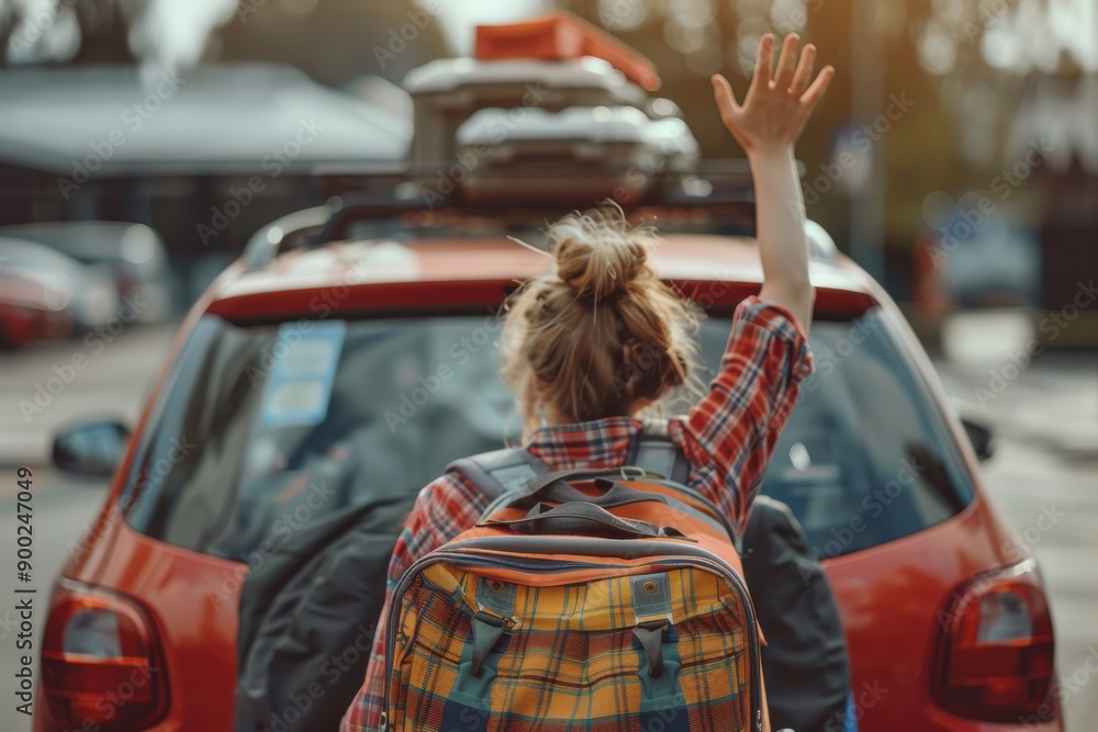 Emotional Farewell: Student Leaving for College Waves Goodbye to Family ...