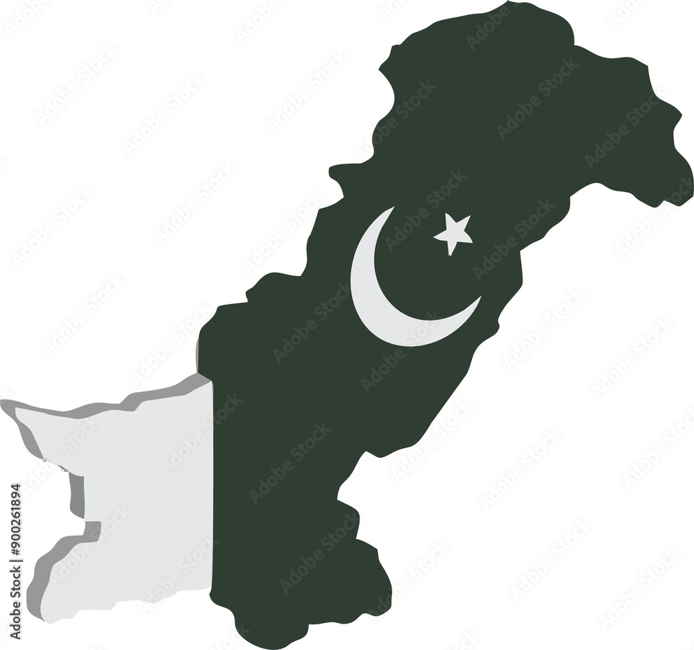 Isometric realistic 3d Map of Pakistan on transparent background ...
