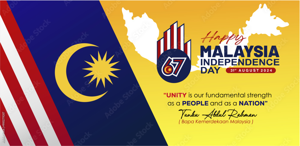 Celebration 67th Malaysia Independence Day 2024 greeting banner, card ...