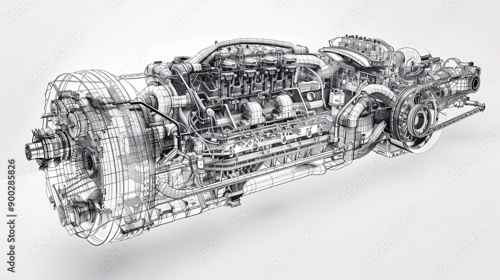 Mechanical engineering engine diagrams, providing detailed ...