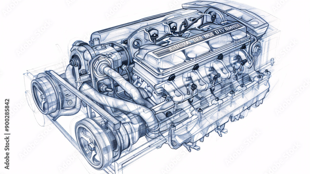 Mechanical engineering engine diagrams, providing detailed ...