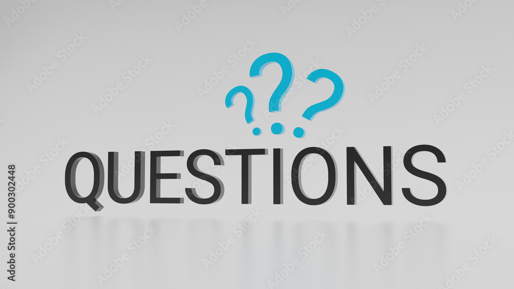 Question slide concept for presentation, 3D black text with blue ...