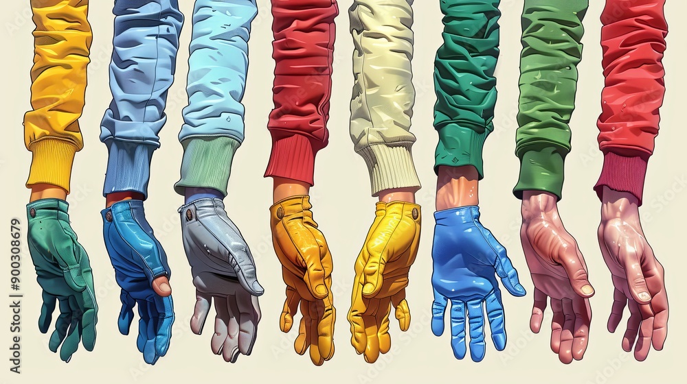 vector, illustration, Vintage cartoon hands in gloves and feet in shoes ...