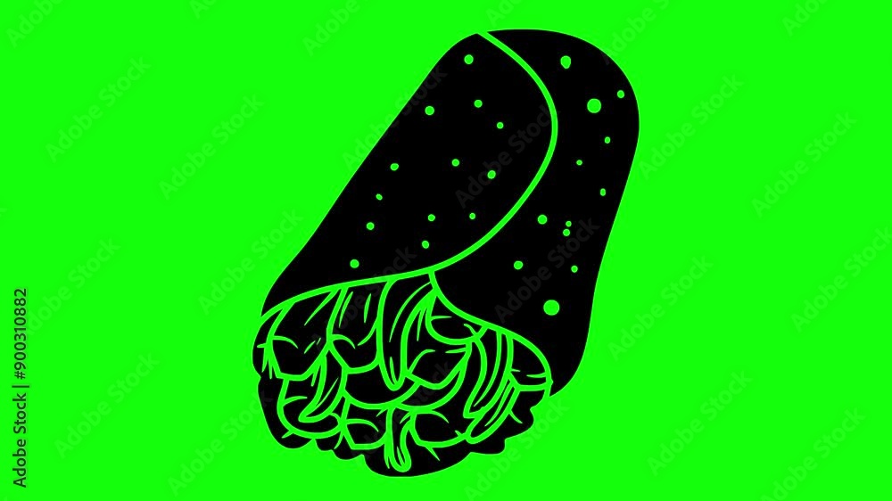 burrito illustration video animation meal kebab chicken silhouette ...
