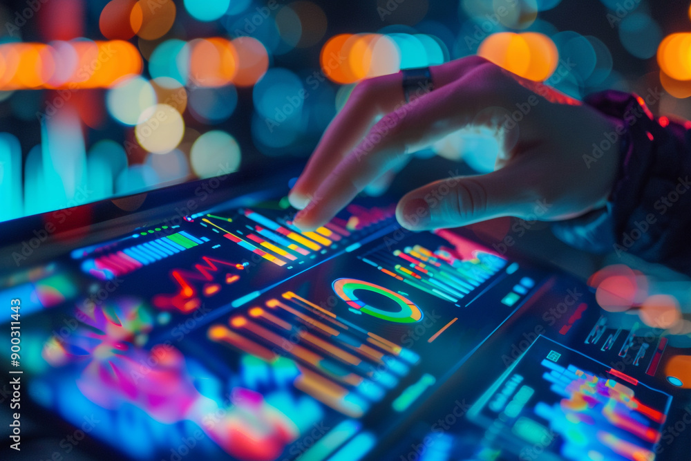 Innovative lighting effects on a digital analytics dashboard featuring ...