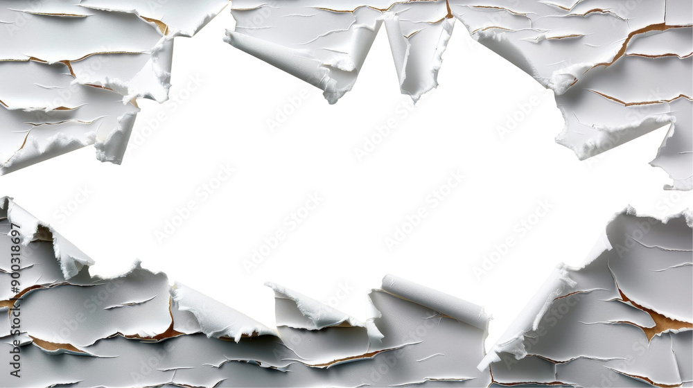 Torn Paper Frame, Irregularly shaped torn paper with empty center ...