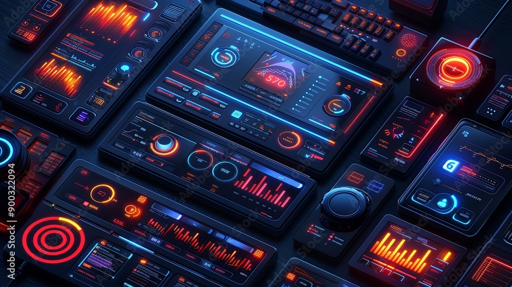 vector, illustration, User interface elements set for Smart home mobile app or web. Kit template ...