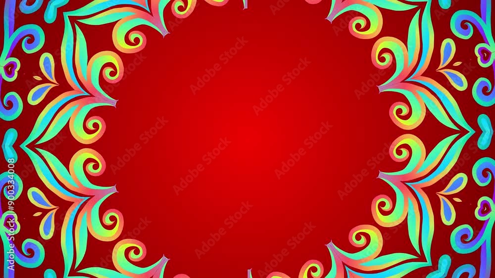 Beautiful circle frame batik dayak flowers line art motion graphics for ...