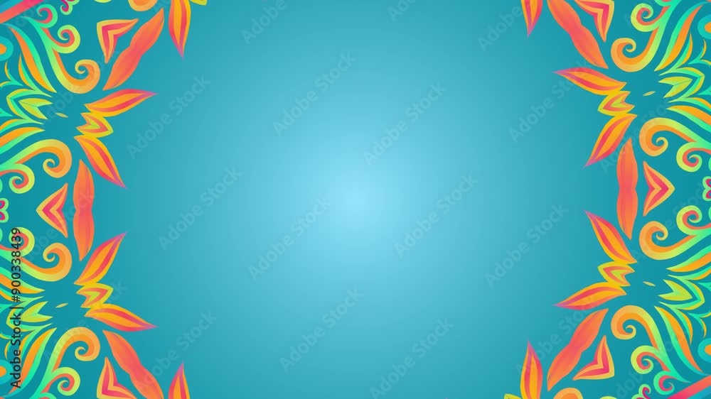 Beautiful circle frame batik dayak flowers line art motion graphics for ...