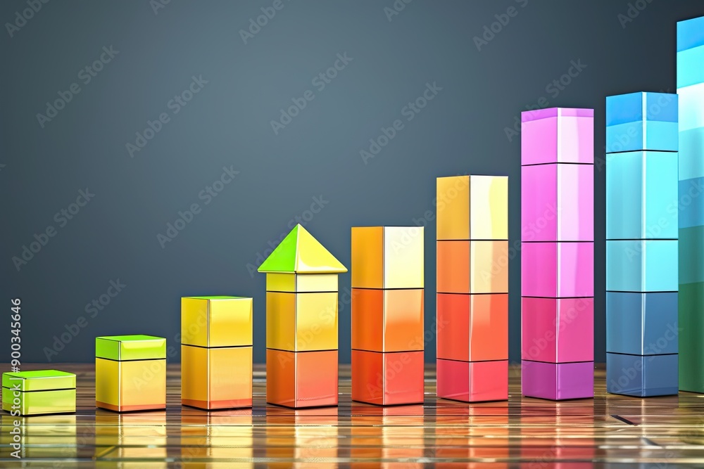 colorful bar chart with graph going up, Bar charts displaying sales ...